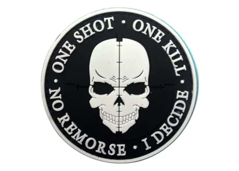 Patch tactique One Shot One kill White velcro pour Airsoft