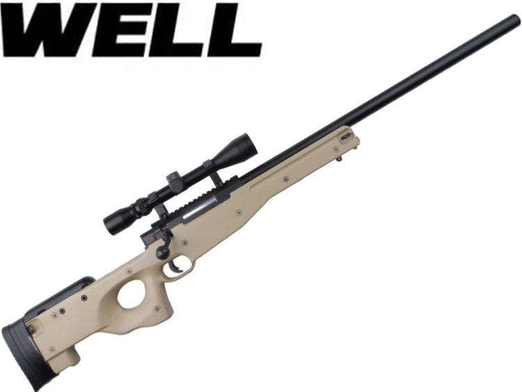 Réplique Airsoft Sniper Well MB-01 Tan + lunette 3-9x40